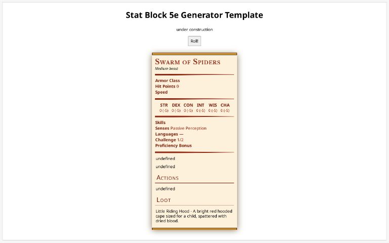 Stat Block 5e Generator Template