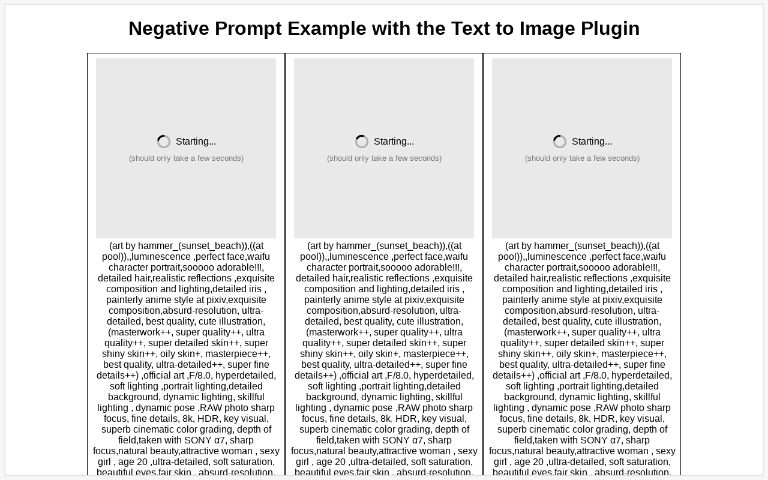 Negative Prompt Example with the Text to Image Plugin