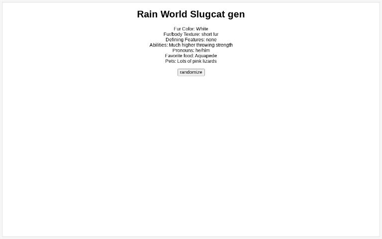 Rain World Slugcat gen ― Perchance Generator