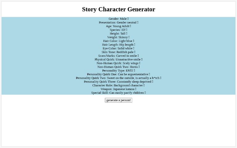 Story Character Generator