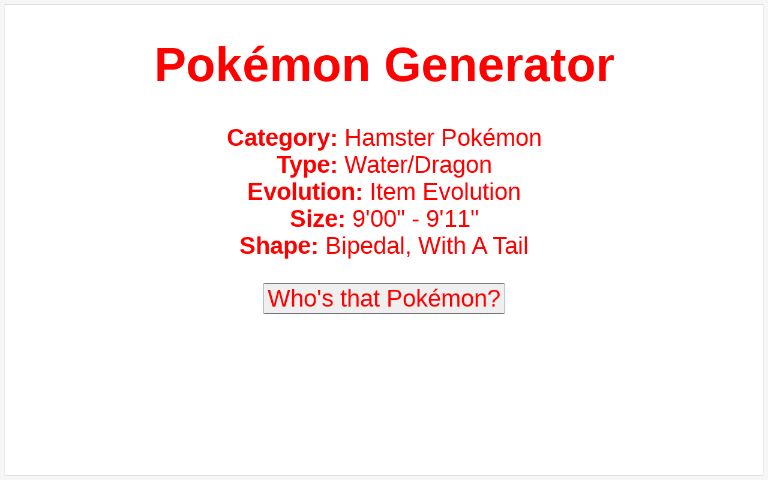 Pokémon Generator