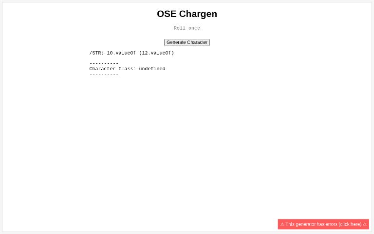 OSE Chargen ― Perchance Generator