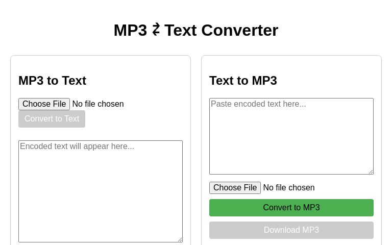 MP3 ⇄ Text Converter ― Perchance Generator