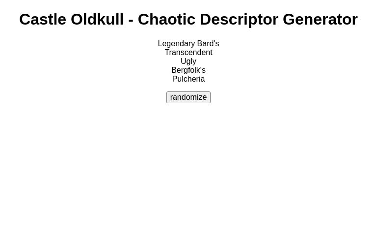 Castle Oldkull - Chaotic Descriptor Generator