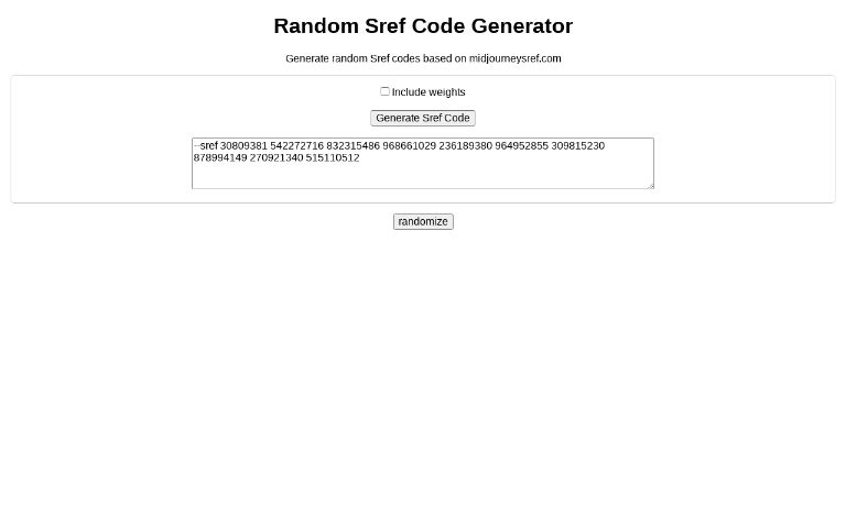 Random Sref Code Generator