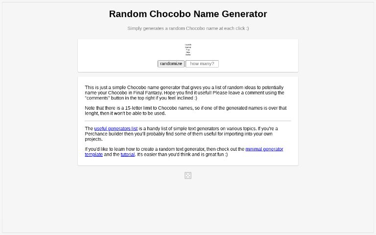 Random Chocobo Name Generator