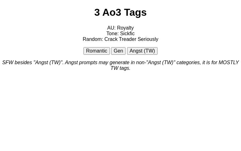 3 Ao3 Tags ― Perchance Generator