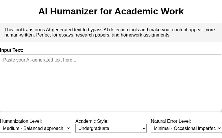 AI Humanizer for Academic Work ― Perchance Generator