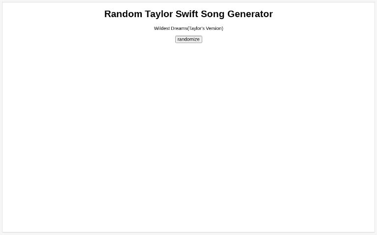 Random Taylor Swift Song Generator