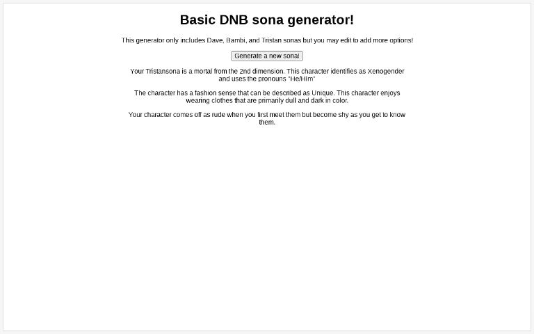 Basic DNB sona generator!