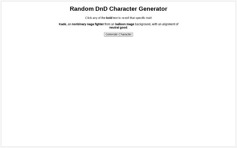 Random DnD Character Generator