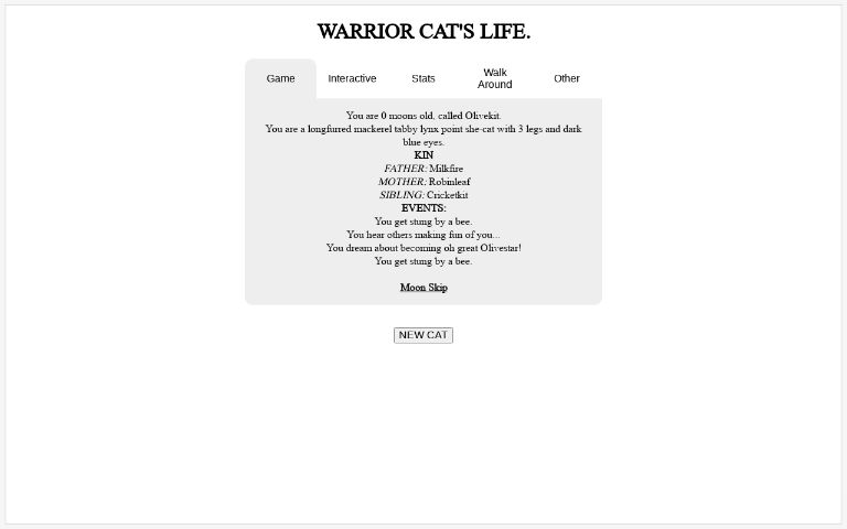 WARRIOR CAT'S LIFE. ― Perchance Generator