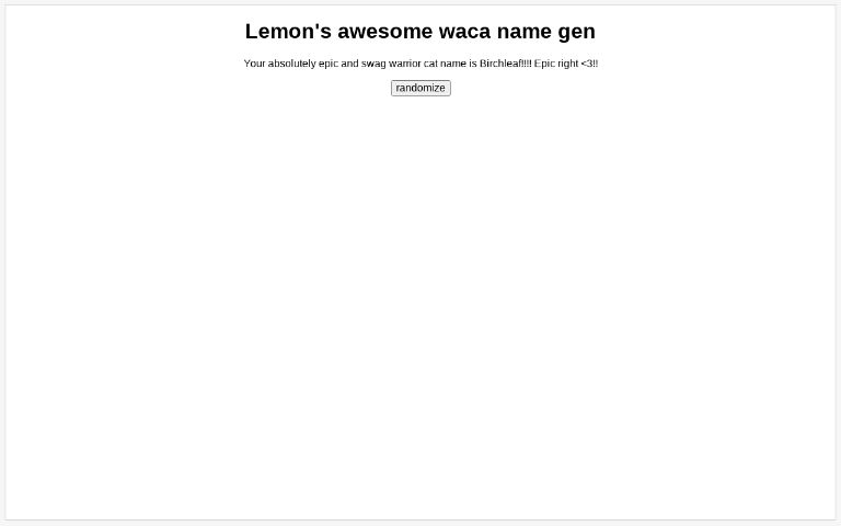 Lemon's awesome waca name gen ― Perchance Generator