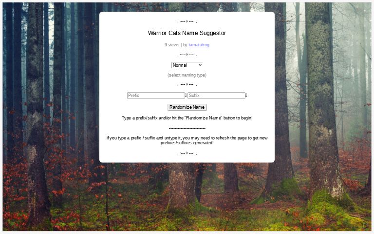 Waca Name Suggestor ― Perchance Generator