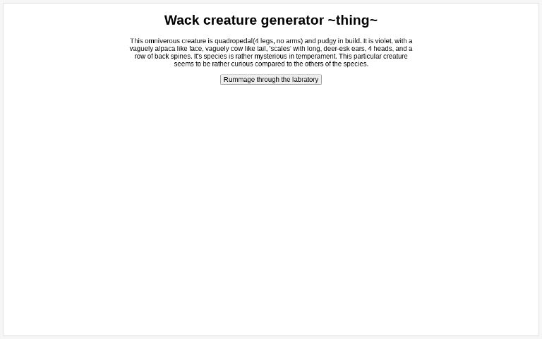 Wack creature generator ~thing~