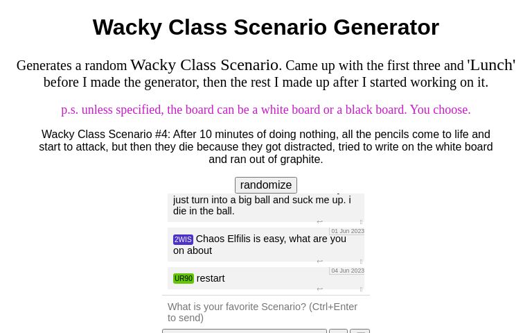 Wacky Class Scenario Generator