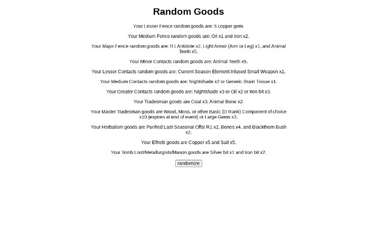 Random Goods ― Perchance Generator