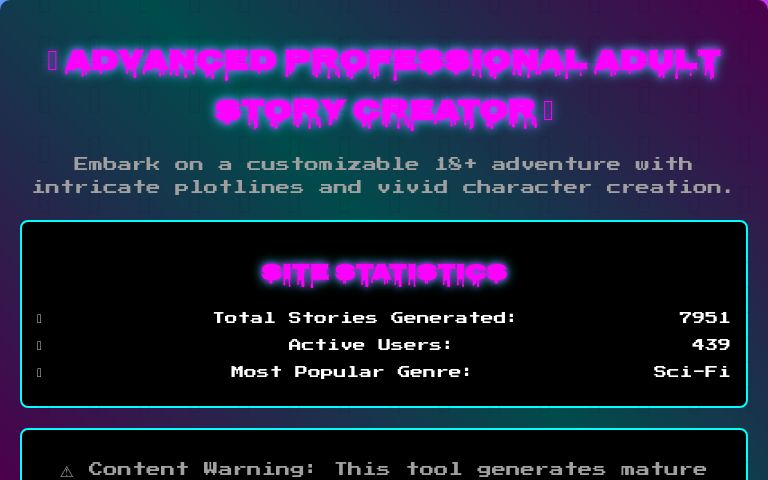 🚀 Advanced Professional Adult Story Creator 👽 ― Perchance Generator