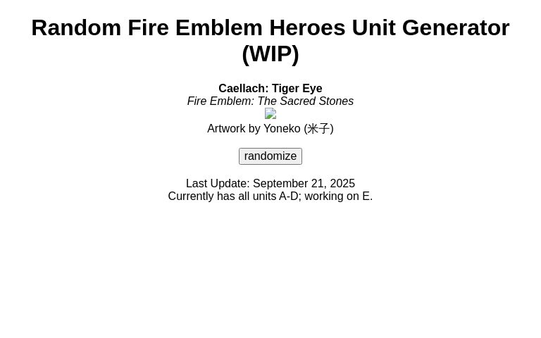 Random Fire Emblem Heroes Unit Generator (WIP)