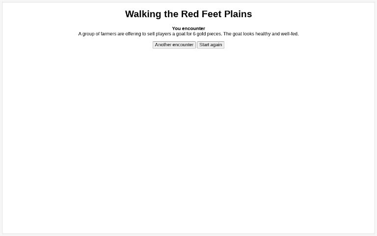 Walking the Red Feet Plains ― Perchance Generator
