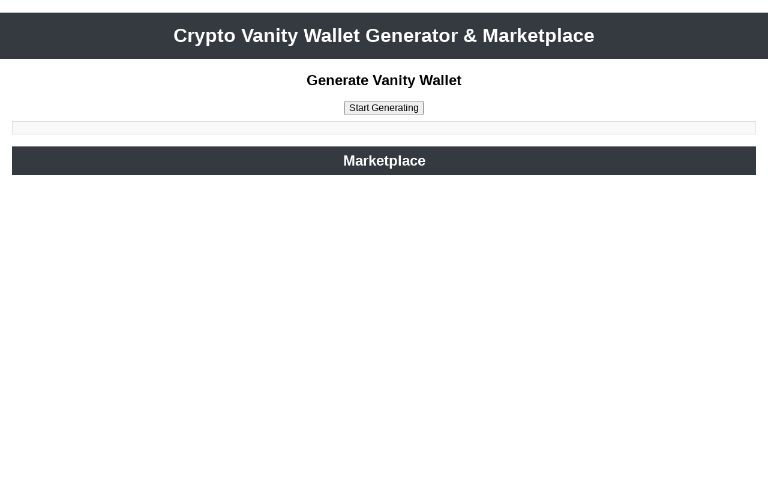 Crypto Vanity Wallet Generator & Marketplace