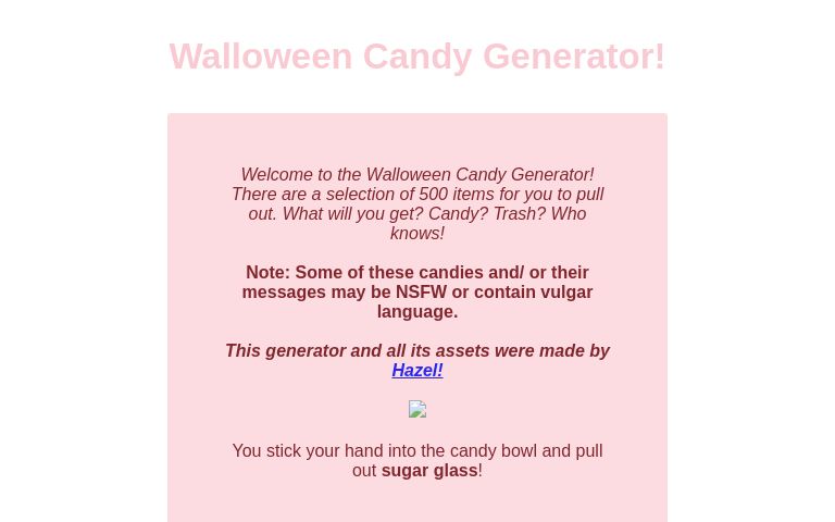 Walloween Candy Generator