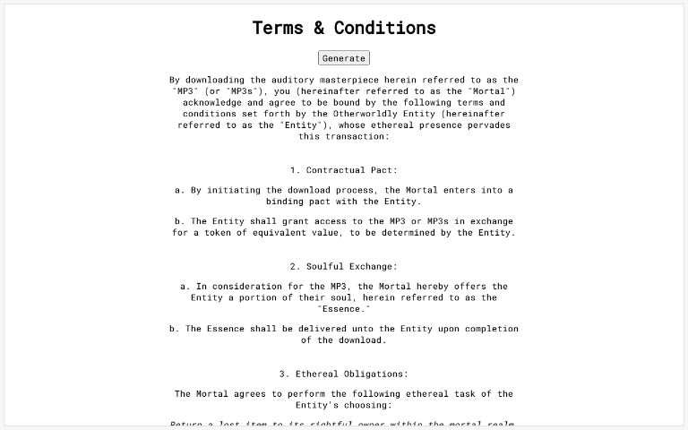 Terms & Conditions ― Perchance Generator