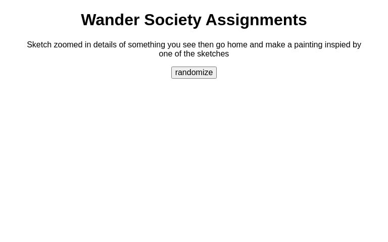 Wander Society Assignments ― Perchance Generator
