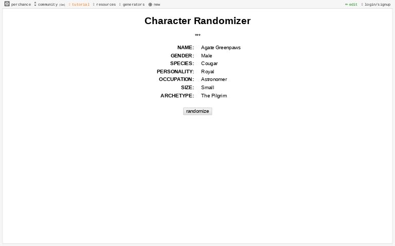 Character Randomizer ― Perchance Generator