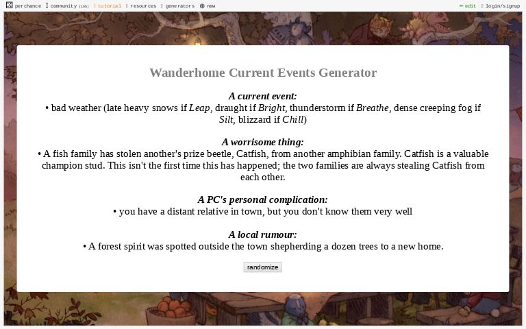 Wanderhome Current Events Generator