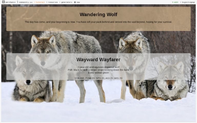 Wandering Wolf ― Perchance Generator