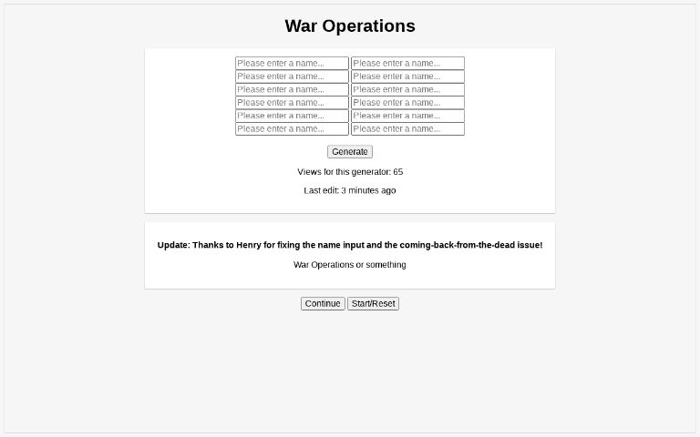 War Operations ― Perchance Generator