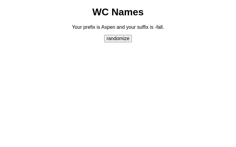 WC Names ― Perchance Generator