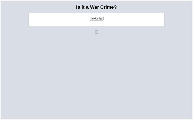 Is it a War Crime? ― Perchance Generator