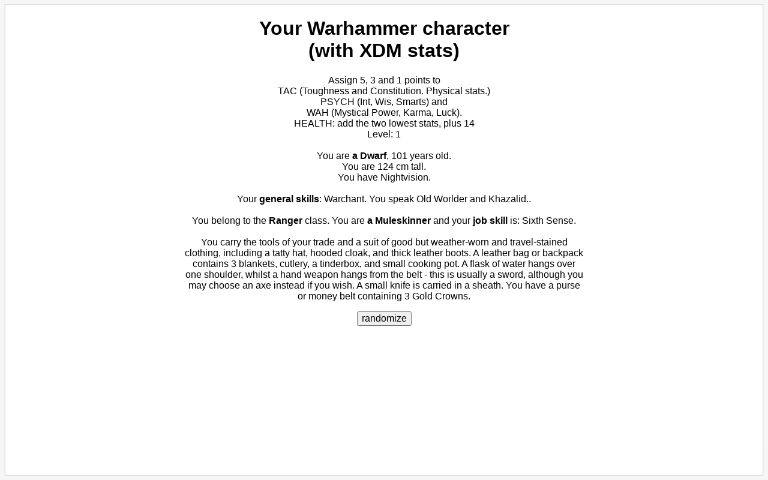 Your Warhammer character(with XDM stats) ― Perchance Generator