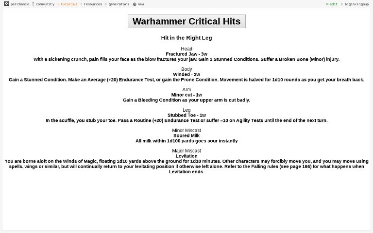 Warhammer Critical Hits ― Perchance Generator