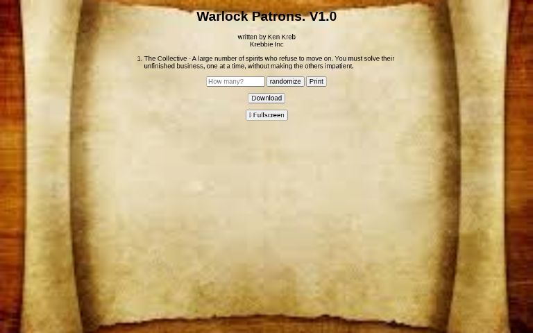 Warlock Patrons. V1.0 ― Perchance Generator