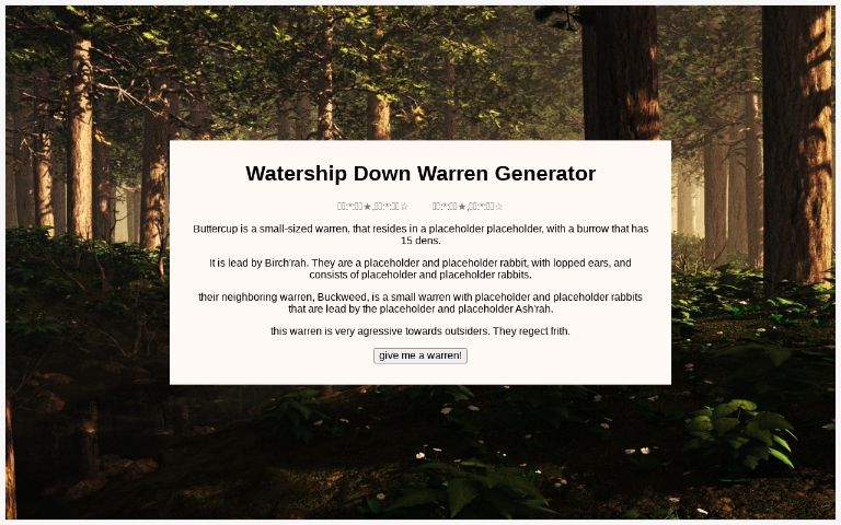 Watership Down Warren Generator