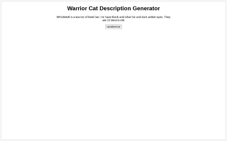 Warrior Cat Description Generator