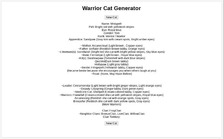 Warrior Cat Generator