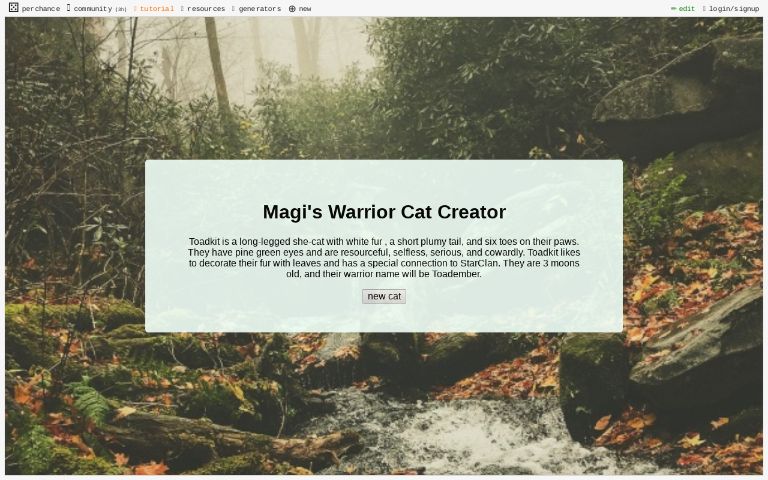 Magi's Warrior Cat Creator ― Perchance Generator