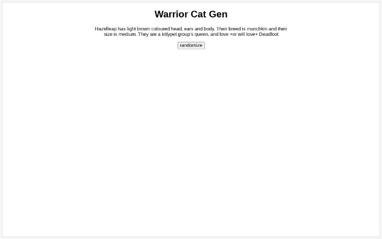 Warrior Cat Gen ― Perchance Generator