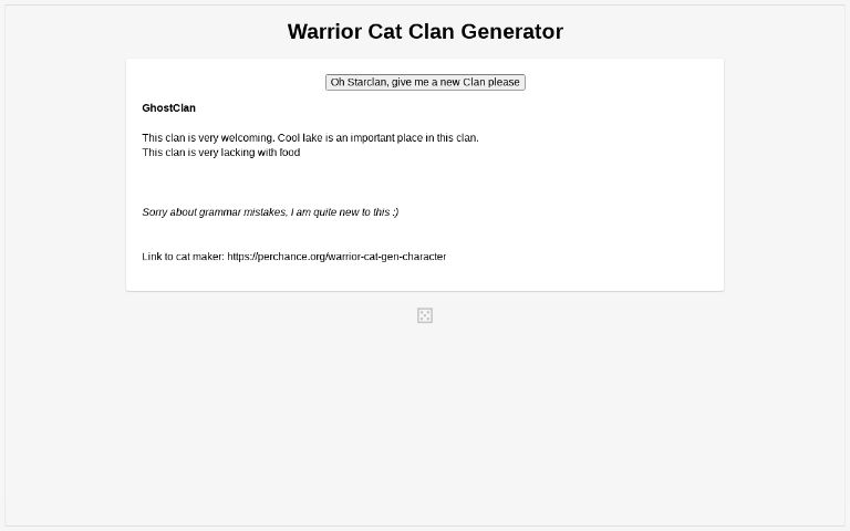 Warrior Cat Clan Generator