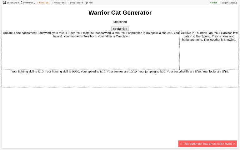 Warrior Cat Generator
