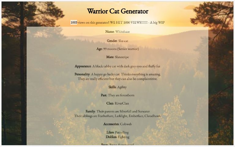 Warrior Cat Generator