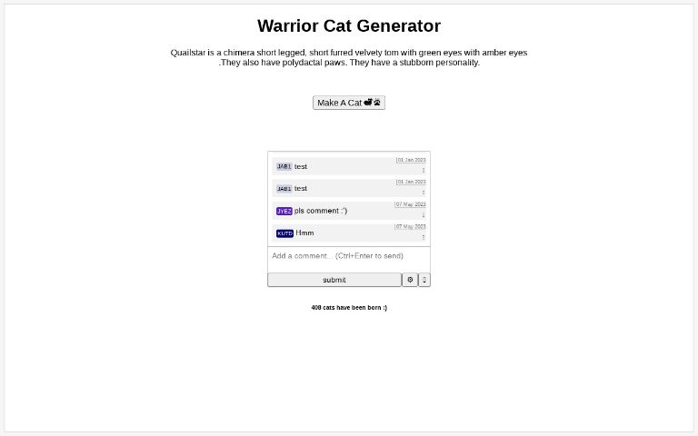 Warrior Cat Generator