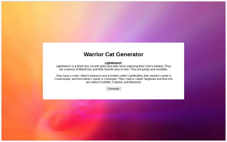 Warrior Cat Generator