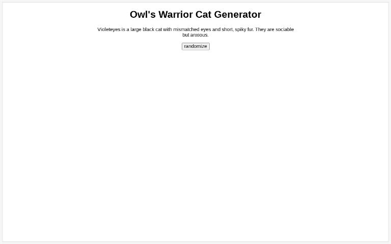 Owl's Warrior Cat Generator
