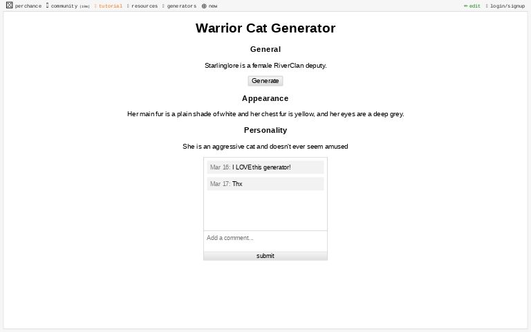 Warrior Cat Generator