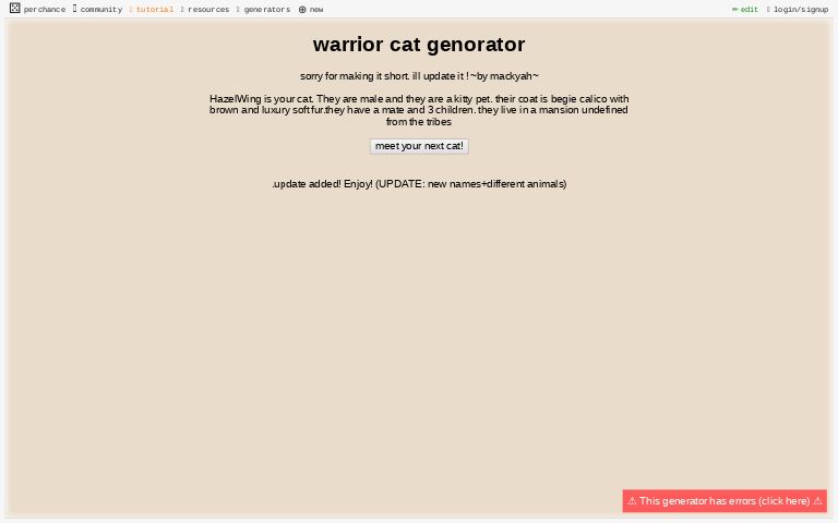 warrior cat genorator ― Perchance Generator